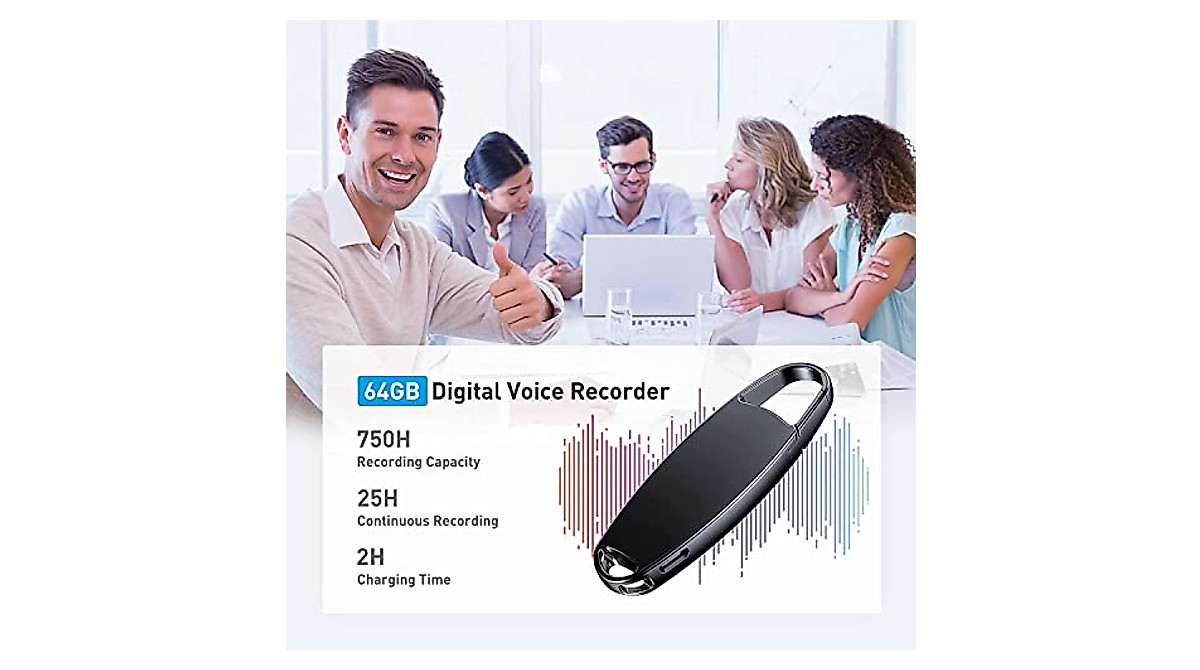 Telele 64GB Voice Recorder - High-Quality Audio & Long Battery Life