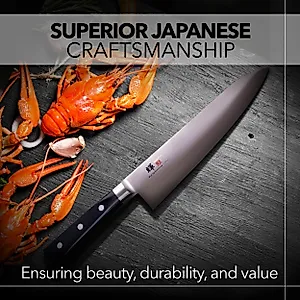 JCK ORIGINAL Kagayaki Japanese Chef’s Knife, KG-13 Professional Western Deba Knife, VG-1 High Carbon Japanese Stainless Steel Pro Kitchen Knife with Ergonomic Pakka Wood Handle, 8.2 inch