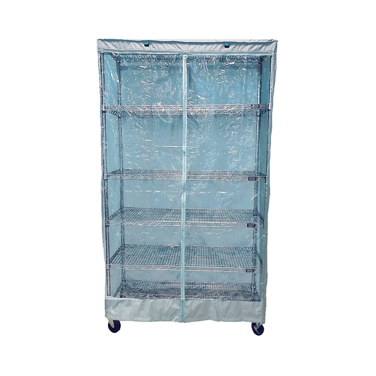 Formosa Covers Storage Shelving Rack Cover with One See Through PVC Panel in Color Glacier Blue (36" W x 18" D x 72" H)