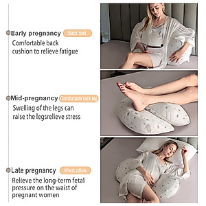 Emachi Pregnancy Pillow for Pregnant Women, Soft Pregnancy Body Pillow, Pillow Used to Support and Relieve Pain or discomfort in The Waist, Abdomen and Buttocks, Detachable Grey.