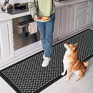 Black and White Non-Slip Rug Runner for Kitchen Area - Non Slip Runner Rug for Hallways 6 Feet, Stylish Low-Pile Runner Carpet, Washable Boho Runner Rugs with Rubber Backing | Size 2' x 6'