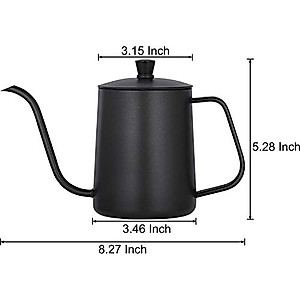 Apexstone Small Pour Over Coffee Kettle Gooseneck, Black Pour Over Coffee Kettle Stainless Steel, 20 oz Coffee Kettle