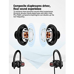 Bluetooth Headphones, Wireless Earbuds IPX7 Waterproof Sports Earphones 16H Playtime with Mic HD Stereo Sound Sweatproof in-Ear Earbuds Sound Isolation Headsets Gym Running Workout