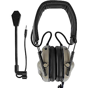 ATAIRSOFT Tactical Headset Wargame Hunting Headphone Without Noise Cancellation Function (Tan)