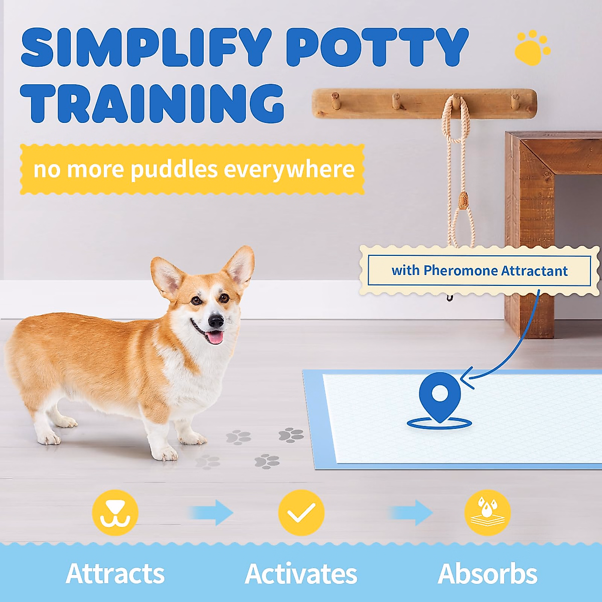 Powools 100-Pack X-Large Puppy Pads - 34'' x 28'' Pee Pads for Dogs Potty Training with Leak-Proof Quick-Dry Design, 6-Layer Wee Wee Pads for Dogs