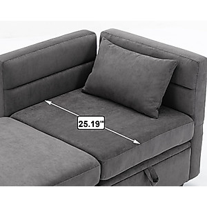 asunflower Modular Loveseat Couch with Storage Seat, Office Sofa Couch Small Sofa with Chaise Convertible 2 Seat Couch for Bedroom,Living Room, Dark Grey