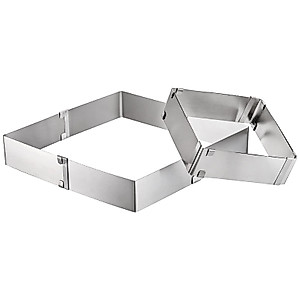 YOUEON 4 Pack Square Cake Molds Ring Adjustable from 6" to 11", Stainless Steel Mousse Cake Ring, Baking Molds, Pastry Making Tool for Birthday Cake, Party Dessert, Handmade Snack