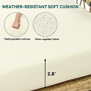 YITAHOME Porch Swing Hanging Wicker Swing Rattan Patio Swing Lounge Swing Chair Hammock Swing Chair Cushions 550lbs for Garden, Patio, Balcony, Living Room, Beige