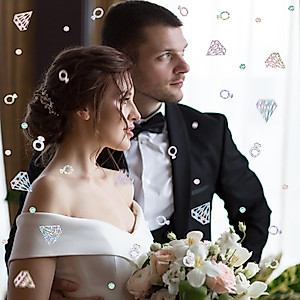 WenmthG 800 PCS Diamond Ring Confetti Bridal Shower Confetti Decorations 60 g / 2.11 oz Silver Bachelorette Party Table Ring Confetti Glitter for Engagement Bridal Shower Valentine Wedding Decoration