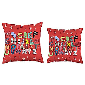 Merry Christmas Alphabet Letter F Merchandise Alphabet Lore F ABC for Boys Hat Merry Christmas Xmas Winter Throw Pillow, 18x18, Multicolor