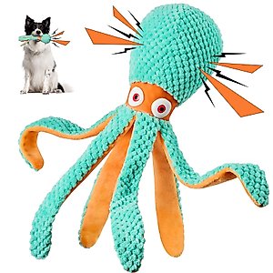 Wigglo Dogs Plush Toys, Squeaky Octopus Dog Stuffed Toys, Durable Dog Chew Toys for Puppy Small Medium Large Boredom Dogs Interactive, Tug-of-war, Stimulating, Teething (Green)