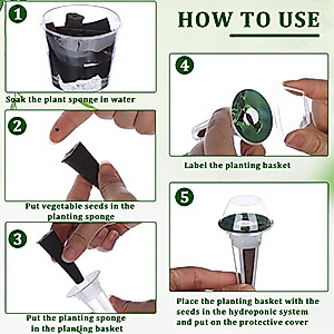 200 Pack Plant Seed Starter Sponges Kit Hydroponic Growing Seed Pods Kit Include 50 Plant Grow Baskets, 50 Seed Pot Label, 50 Plant Grow Sponges 50 Transparent Lids for Hydroponic Indoor Garden System