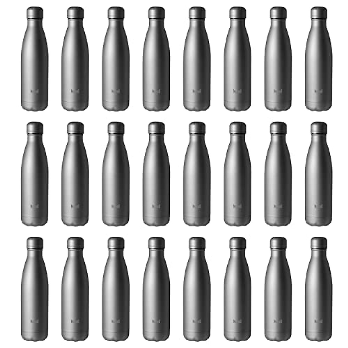 MEPRA AZB200693N 17 oz Insulated Stainless Steel Water Bottle with Screw Lid, Keeps Drinks Cold and Hot for 12 Hours, Dishwasher Safe, Black (Pack of 24)