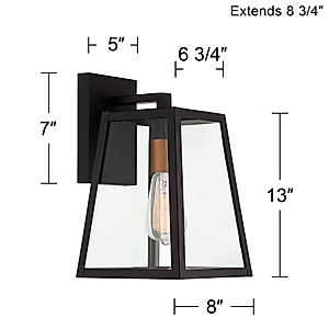 John Timberland Arrington Rustic Industrial Farmhouse Outdoor Wall Light Fixture Mystic Black 13" Clear Glass for Exterior Barn Deck House Porch Yard Patio Outside Garage Front Door Garden Home