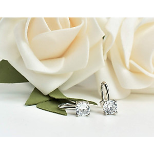 Cubic Zirconia Ear Cuffs - Sterling Silver Hypoallergenic Non-Piercing Cartilage Earrings CZ Clip on Earrings Round Crystal Stud Earrings for Women 6mm