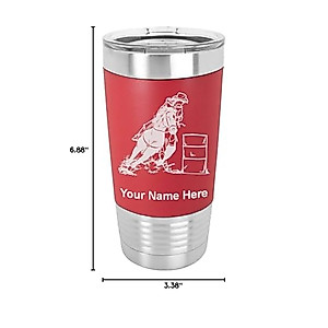 LaserGram 20oz Vacuum Insulated Tumbler Mug, Barrel Racer, Personalized Engraving Included (Silicone Grip, Red)