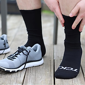TCK 6 Pair Work & Athletic Crew Socks (Black, Large)
