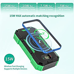 Solar Charger Solar Power Bank, Portable Charger 40000mAh PD22.5 Wireless Charging, Solar battery QC4.0 Fast Carging,6 Output & 2 Input External Battery, Dual Flashlight IP54 Waterproof Outdoor