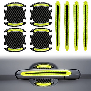 8 Pieces Reflective Car Sticker Set Car Door Bowl Reflective Warning Sticker Car Door Handle Protection Sticker Car Side Reflective Sticker and Car Handle Paint Scratch Film for Car Safety