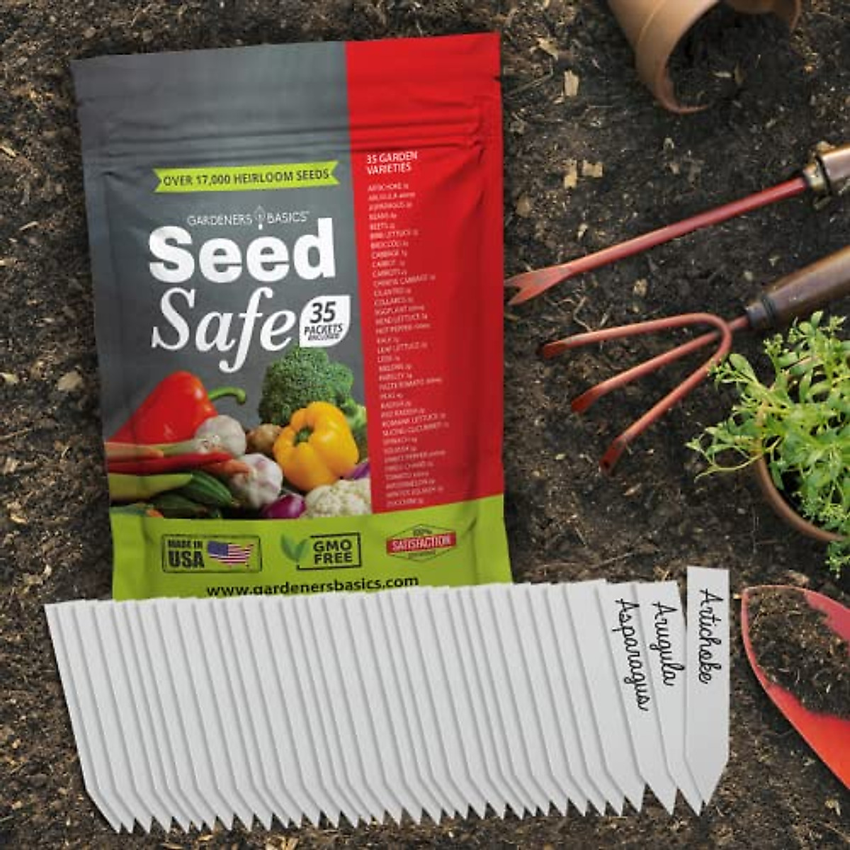 Survival Garden Heirloom Seeds, Victory Garden Seeds - 35 Varieties, 17,000+ Vegetable and Fruit Seeds for Planting Great Emergency Preparedness Items and Bugout Bag Supplies Gear by Gardeners Basics