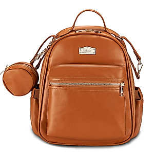 Baby Diaper Bag, Mini Leather Mom Baby Backpack Outdoor Travel Portable Mommy Bag With Diaper Pad, Pacifier Holder