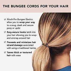 Kitsch Hair Bungee - Bungee Hair Ties with Hooks | Hair Tie Clip & Hair Bungee Cords with Hooks for Updos | Hair Hook & Ponytail Hook for Long Hair | Ponytail Bungee Bands, 6pcs (Brown)