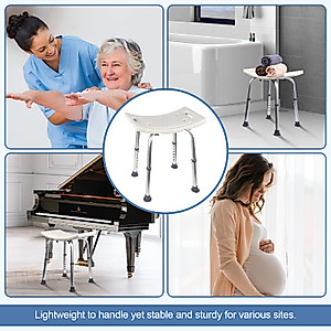 EZ2CARE Shower Chair for Inside Shower, Adjustable Lightweight Alloy Aluminum Shower Bench, Tool-Free Assembly Shower Stool, Shower Seat for Elderly and Disabled, Certified 300 lbs Load, White