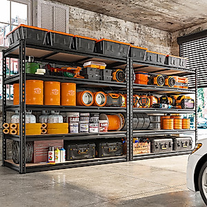 REIBII 48.2''W Garage Shelving Heavy Duty Storage Shelves 3000LBS Heavy Duty Shelving 72''H Adjustable Metal Shelves for Garage Storage Rack Industrial Shelf Utility Rack, 48.2''W X72''H X 24''D