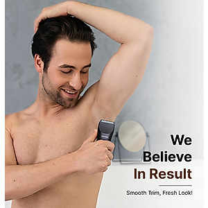 MENHOOD Groin Hair Trimmer for Men Cordless Waterproof Electric Ball Trimmer 1.0, Replaceable Ceramic Blade Heads, Ultimate Body Groomer Shaver for Pubic Hair, 150Min Run Time Trimmer