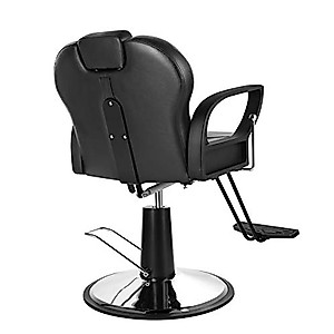 Eastmagic All Purpose Barber Chair Reclining Salon Chair for Hair Stylist Heavy Duty Base Black