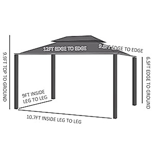 Outsunny 10' x 12' Hardtop Gazebo Canopy with Galvanized Steel Double Roof, Aluminum Frame, Permanent Pavilion Outdoor Gazebo with Netting and Curtains for Patio, Garden, Backyard, Deck, Lawn