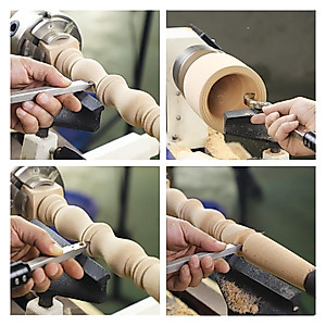 DEEFIINE Carbide Tip Wood Lathe Turning Tool set With Bowl sander, Lathe Roughing and Finishing Hollowing Tool Interchangeable Aluminum Alloy Handle with 4pcs Carbide Blade For Woodturning