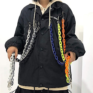 Generic 1PC Punk Pants Chain Metal Jeans Chain Geometric Hip- Hop Waist Belt Chain for Women and Men (Black)