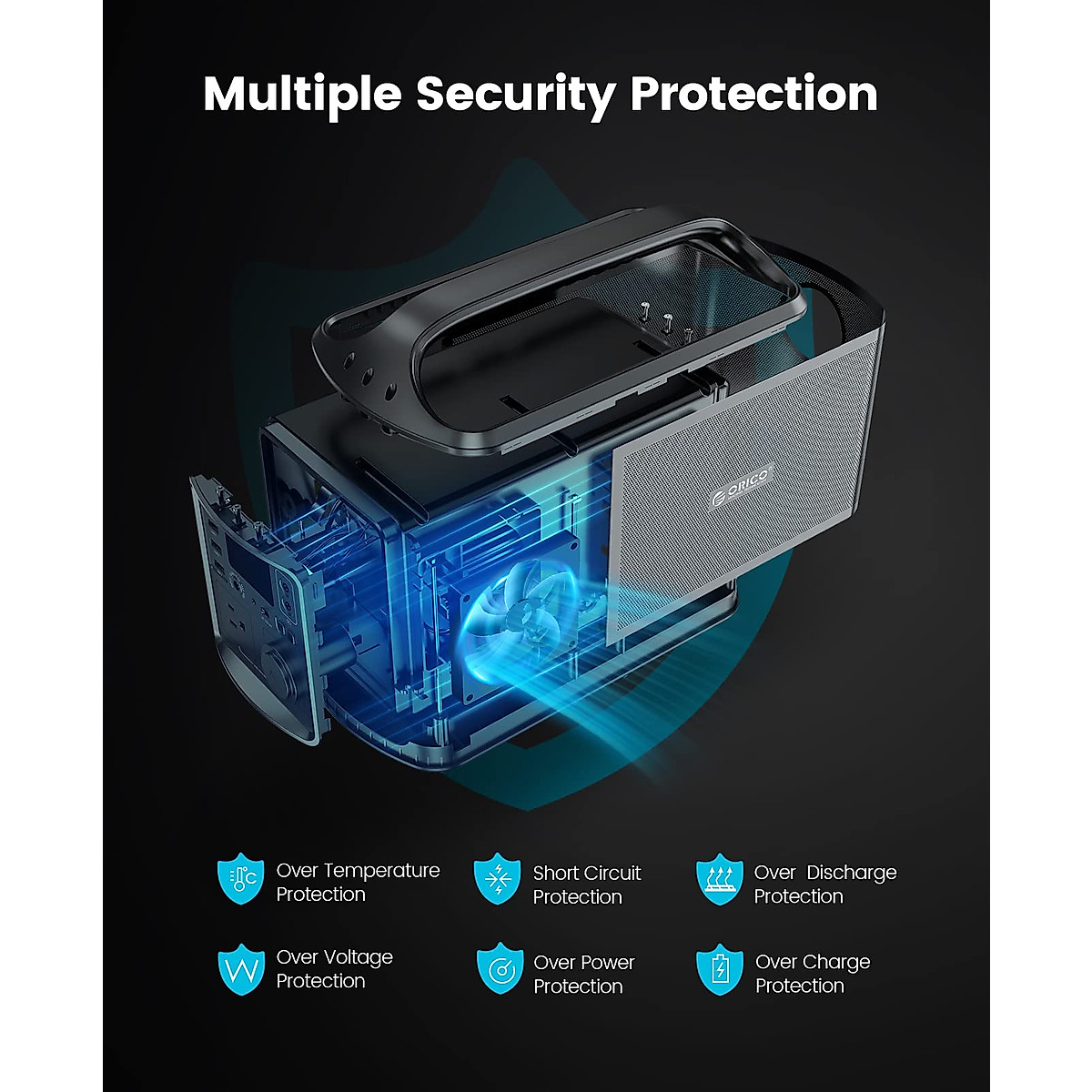 ORICO Portable Power Station 500w/ 650w Peak, Solar Battery Generator, 561Wh Backup Power Supply, 110V AC Output/60W PD for Camping, Trip, CPAP, Emergency and More