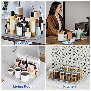 NiHome Rectangular Lazy Susan Organizer for Refrigerator, 360 Rotation Turntable, Premium PC Tray, Easy Installation, Multifunctional Organizer for Spices, Makeup & More (Large)