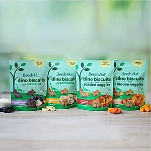 Beech-Nut Toddler Snacks, Dino Biscuits with Hidden Veggies, Pumpkin Cinnamon, Non-GMO Baked Snack for Kids, 5 oz Bag (7 Pack)