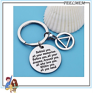 FEELMEM Sobriety Gift Keychain Addiction Recovery Gift AA Alcoholics Anonymous Warrior Recovery Gift New Beginnings Gift（silver