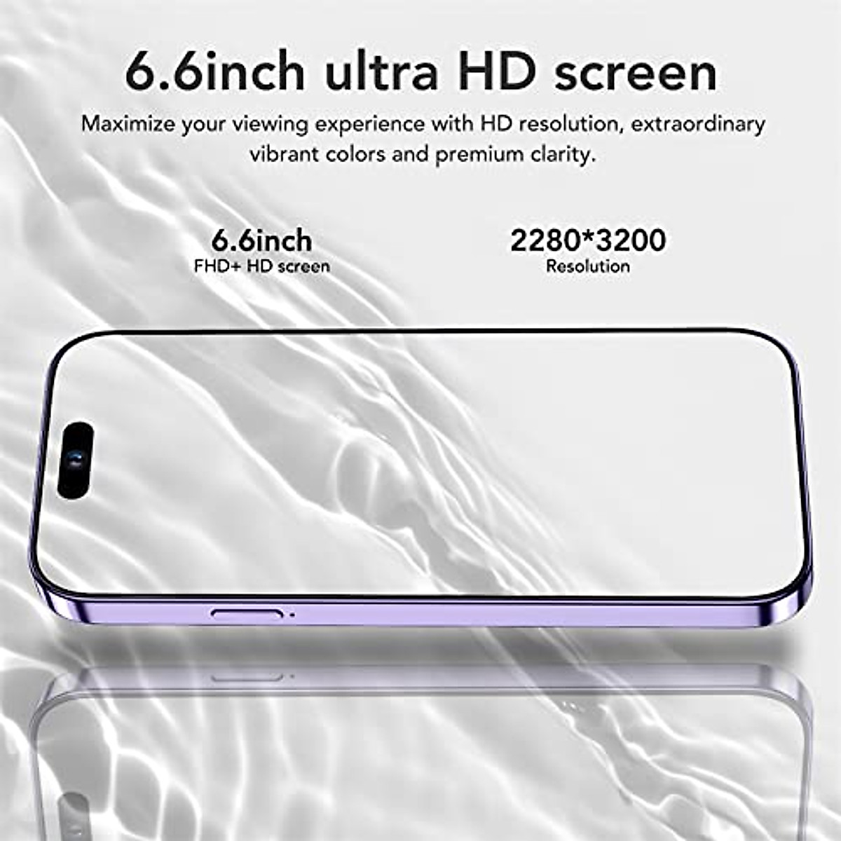 VINGVO Unlocked Smartphone, 2.4G 5G Dual Band WiFi 6.6 Inch HD Screen 7731E Quad Core 3G Dual SIM Mobile Phone for Business (Purple)