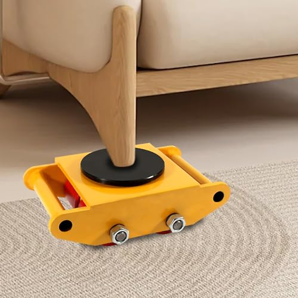 plytinsg 6T Car Dolly Machine Skates Shipping Container Wheels Industrial Mover 13200LBS Machinery Skate with Steel Rollers Cap 360 Degree Rotation USA Stock