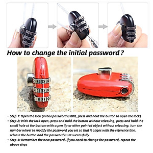 Heart Shaped Lock, 3 Digit Mini Lock, with Love Heart Wire Rope, Password Lock for Luggage, Backpack, Jewelry Box, Entrance Locker