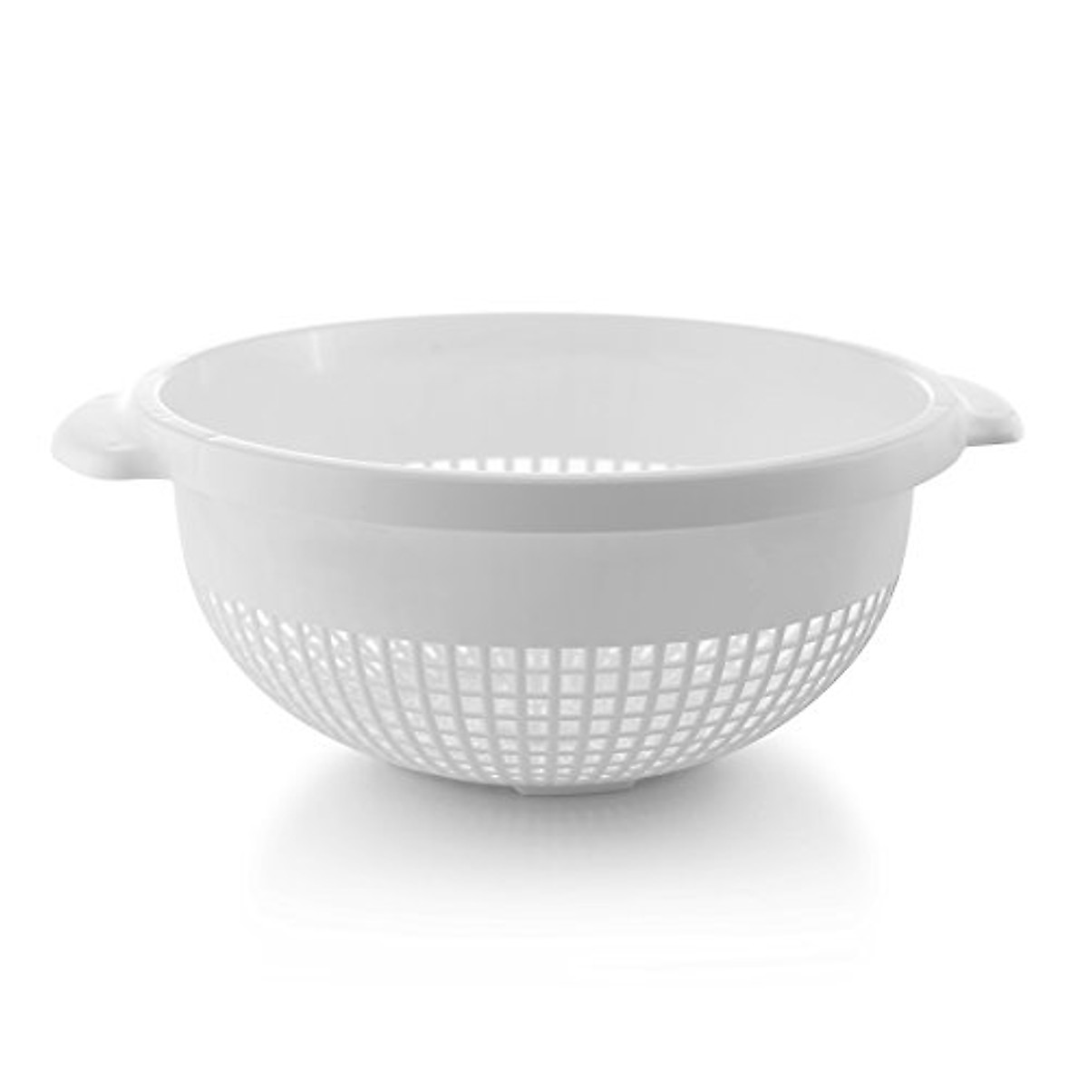 YBM Home Deep Plastic Strainer Colander with Handle – Made of Food Safe BPA-Free Plastic - Durable and Dishwasher Safe - Use for Pasta, Noodles, Spaghetti, Vegetables and More (1, White)