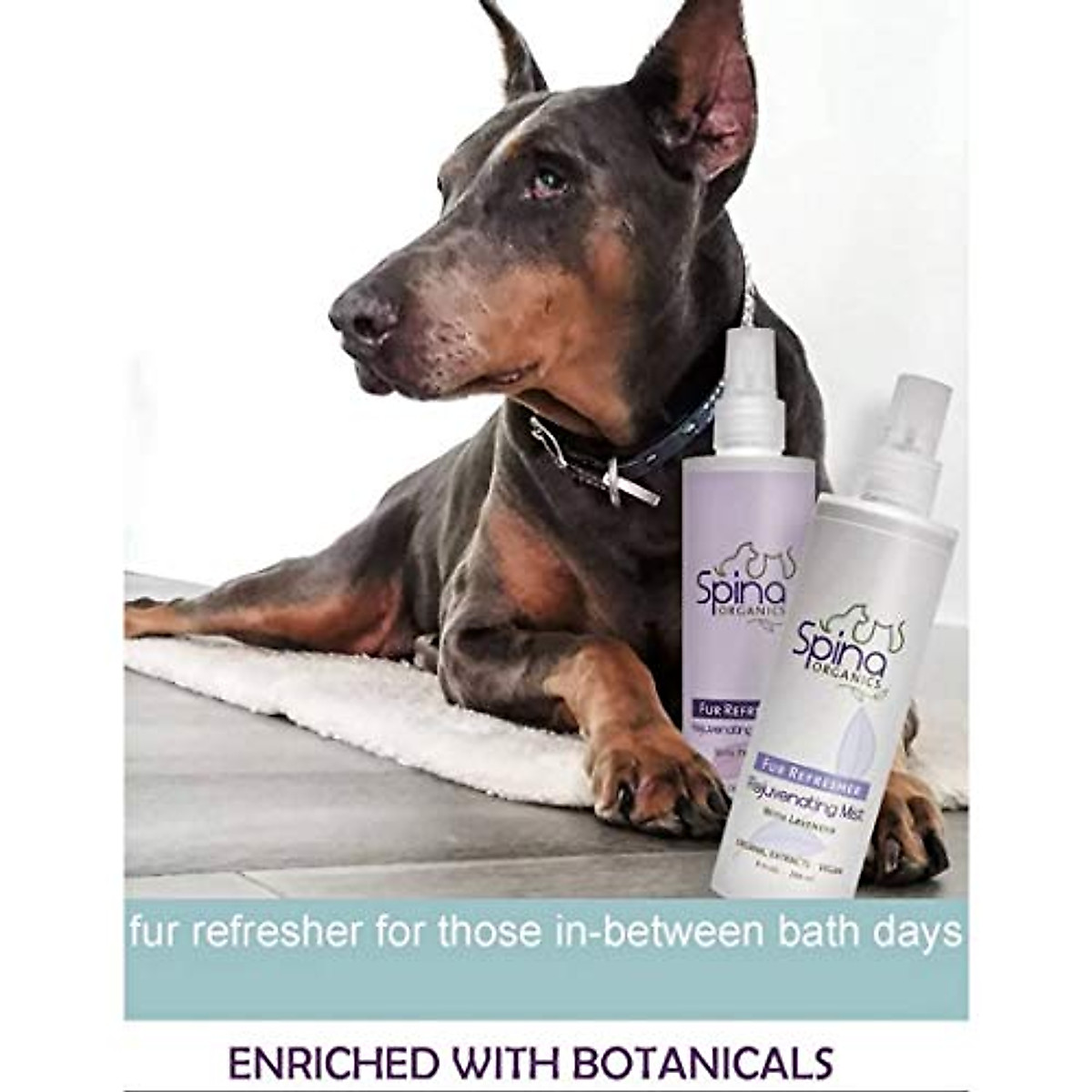Spina Organics, All-Natural PET Deodorizer Fur Refresher Spray - Rejuvenating Mist with Botanical and Essential Oils, Featuring Primrose Oil in a Floral Scent Made in The USA 9 oz
