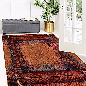 Rugs.com Hyacinth Collection Rug – 5' x 8' Orange Medium Rug Perfect for Bedrooms, Dining Rooms, Living Rooms, 5 x 8 Feet