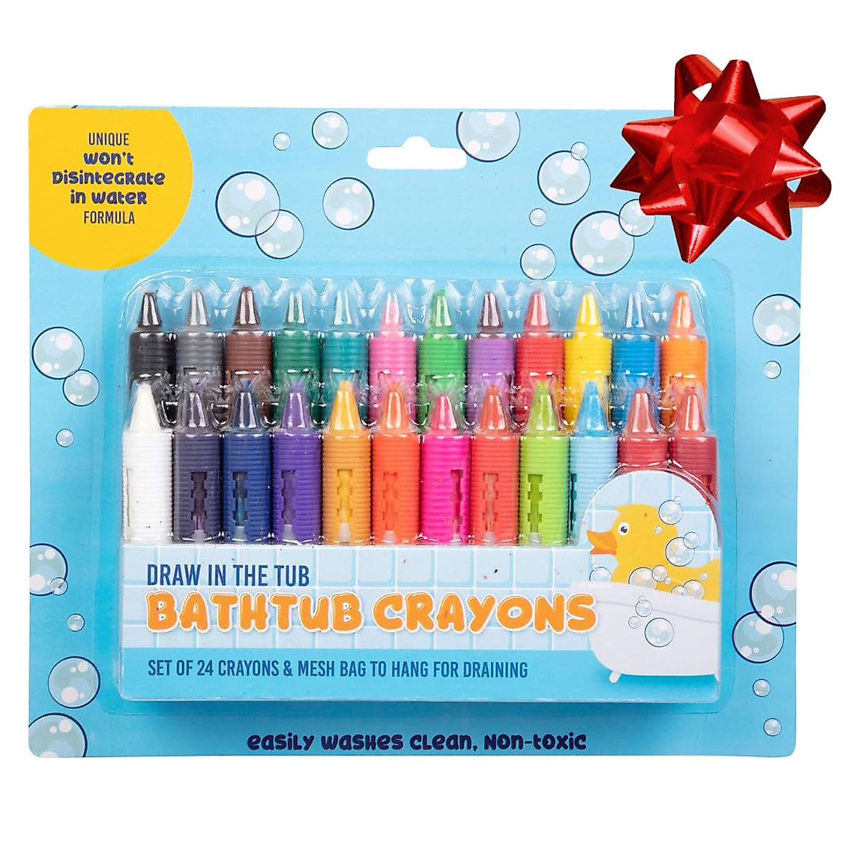 Bath Crayons Super Set - Set of 24 Draw in the Tub Colors with Bathtub Mesh Bag - Non-Toxic, Safe for Children, Won't Disintegrate in Water - Art Project gift for Kids and Toddlers