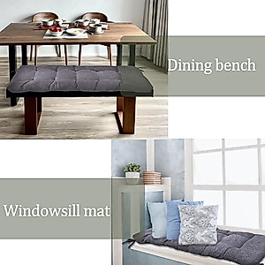 Big Hippo Indoor Bench Cushion 51 x 19 x 2 Inches - Soft Bench Pad Patio Bench Seat Cushion with Ties - Grey