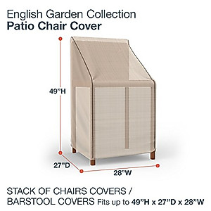 Budge P1A01PM1 English Garden Patio Stack of Chairs Barstool Cover Heavy Duty and Waterproof, Chairs Chair, Two-Tone Tan