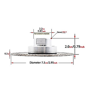 SUBRILLI 3 Inch Diamond Saw Blade Turbo Segment Carving Cutting Disc with Removable 5/8-11 Thread for Stone Granite Tiles