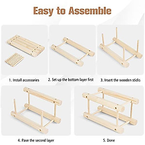 36 Bottle Wooden Wine Rack for Wine Cellar, 34” x 9.5” x 17.5” 4-Tier Large Floor Freestanding Modular Wine Bottle Storage Display Shelf Natural Bamboo Wood Construction for Kitchen and Cellar