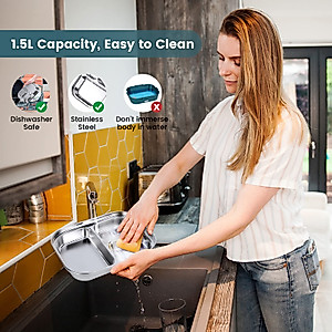 CJOIAW Electric Lunch Box Leak Proof, Food Heated 12V 24V 110V Portable Heating Box Heater for Car/Truck/Home heated lunch boxes for adults 1.5L Removable Stainless Steel Container