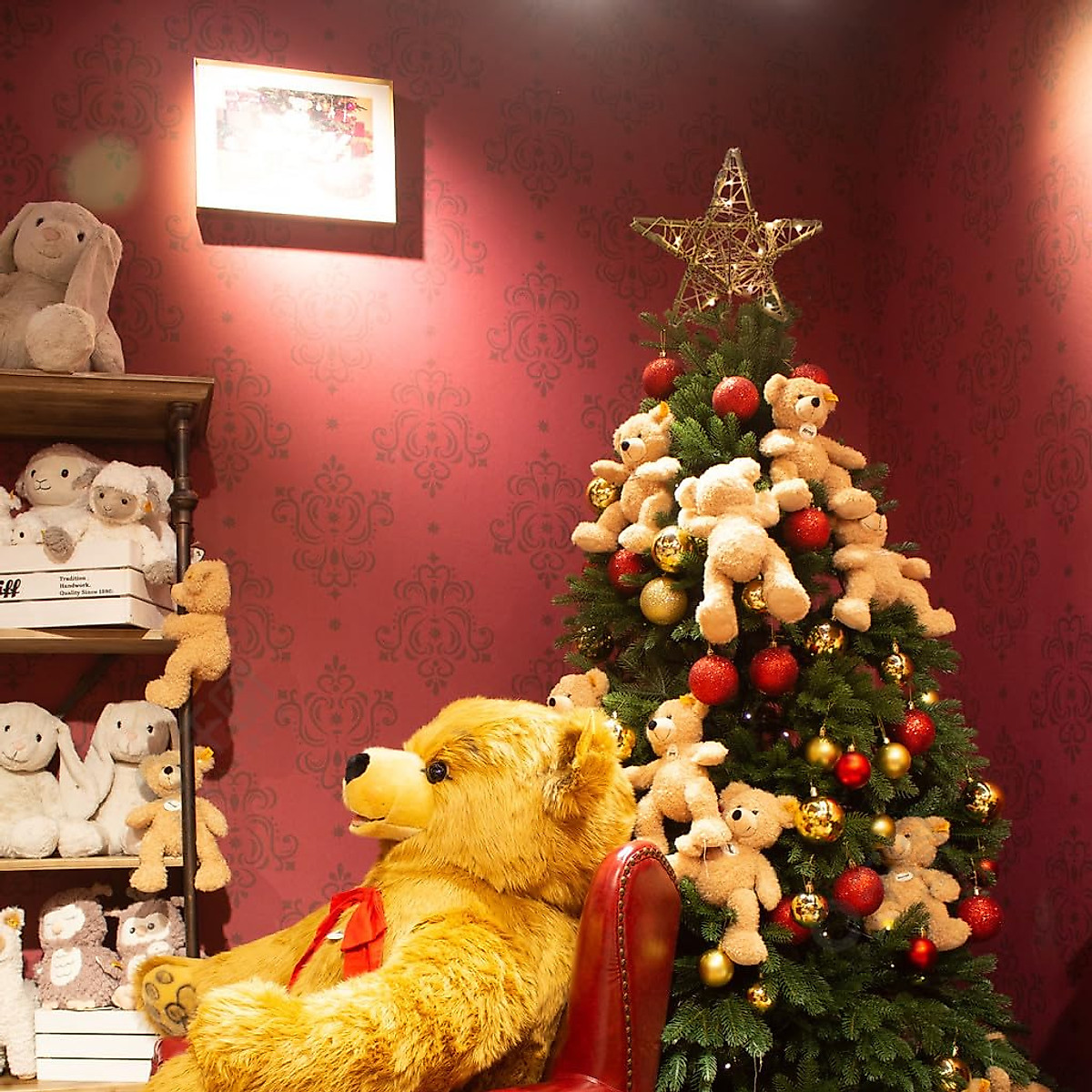 Christmas Tree Topper,Lighted Branch Rattan Star Tree Topper with 15 LED Lights for Christmas Tree and Holiday Seasonal Decoration